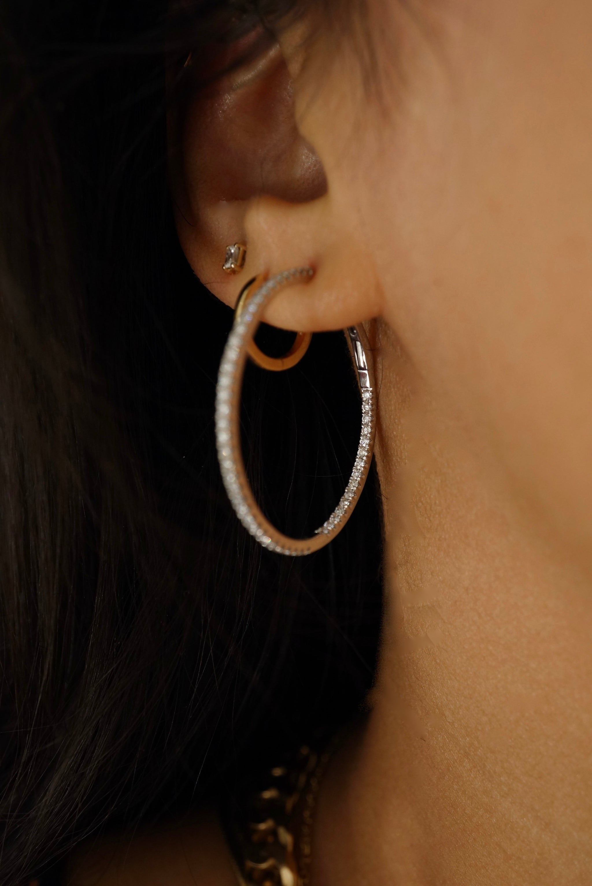 White Gold Inside Out Hoops